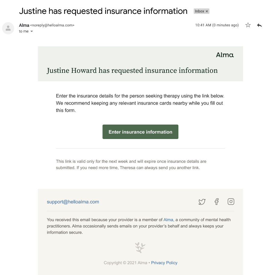 Adding Your Insurance Details to the Alma Portal – Alma